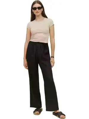 REFORMATION Olina Linen Pant - Black