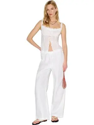 REFORMATION Olina Linen Pant - Ivory