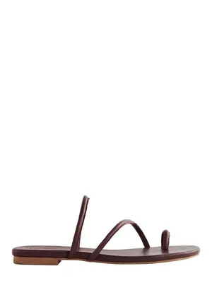 REFORMATION Ludo Toe Ring Strappy Flat Sandal Chestnut