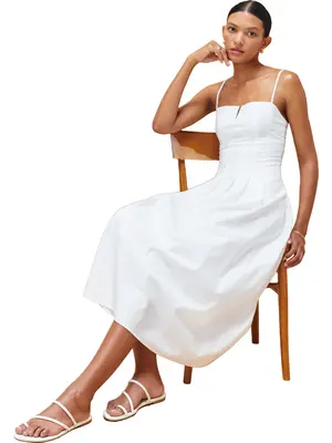 REFORMATION Ludo Toe Ring Strappy Flat Sandal White