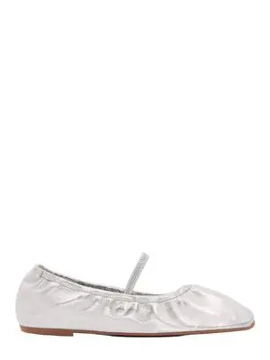 REFORMATION Reformation Buffy Ruched Ballet Flat Silver