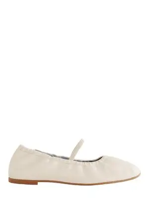 REFORMATION Reformation Buffy Ruched Ballet Flat White Leather
