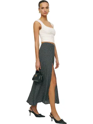 REFORMATION Zoe Midi Skirt Caviar Dot
