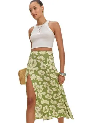 REFORMATION Zoe Midi Skirt Green