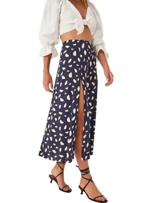 REFORMATION Zoe Midi Skirt Splatter