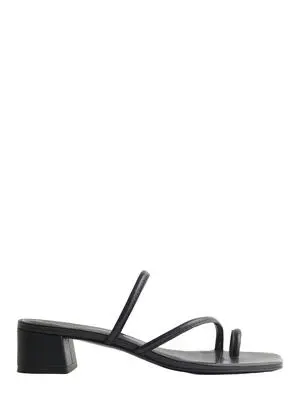 REFORMATION Meena Toe Ring Block Heel Sandal Black