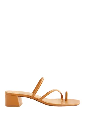REFORMATION Meena Toe Ring Block Heel Sandal Nutmeg