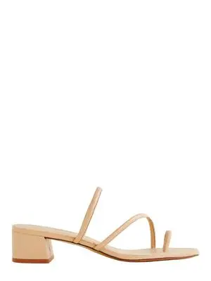 REFORMATION Meena Toe Ring Block Heel Sandal Porcini Leather