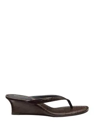 REFORMATION Amelia Thong Wedge Sandal - Brown