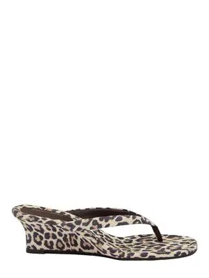 REFORMATION Amelia Thong Wedge Sandal Leopard Suede