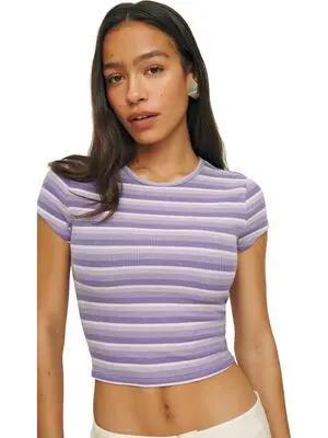 REFORMATION Muse T-Shirt Purple Stripe