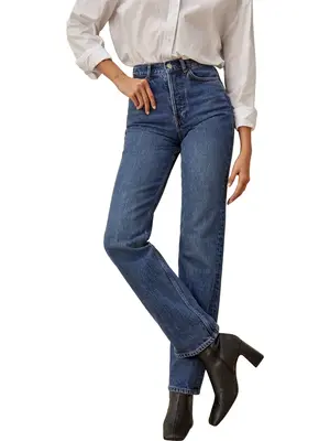 REFORMATION Reformation Cynthia High Rise Straight Long Jeans Bismark