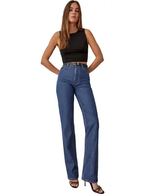 REFORMATION Reformation Cynthia High Rise Straight Long Jeans Cesme