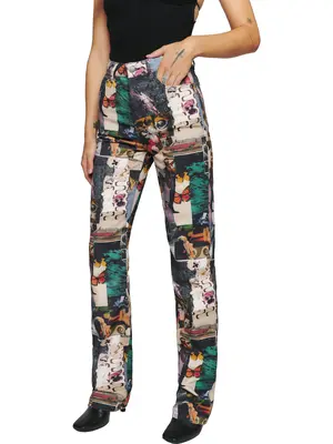 REFORMATION Reformation Cynthia High Rise Straight Long Jeans Decoupage