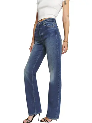 REFORMATION Reformation Cynthia High Rise Straight Long Jeans Hemlock