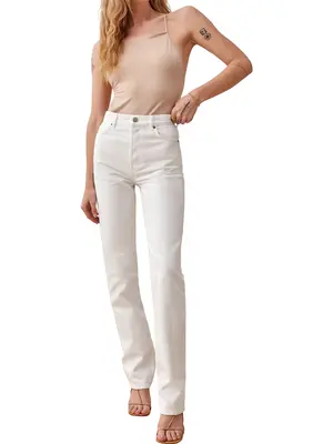 REFORMATION Reformation Cynthia High Rise Straight Long Jeans Porcelain