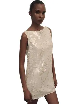 REFORMATION Nyla Embellished Sleeveless Mini Dress - Ivory