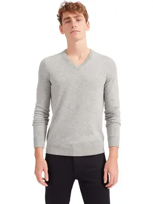 Everlane Cashmere V-Neck Sweater Heathered Grey
