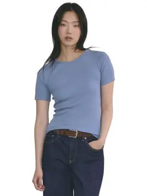 Everlane Luxe Rib Crew Neck T-Shirt Bluebell
