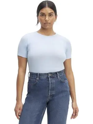 Everlane Luxe Rib Crew Neck T-Shirt Chambray Blue