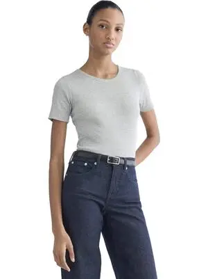 Everlane Luxe Rib Crew Neck T-shirt - Classic Heather Grey
