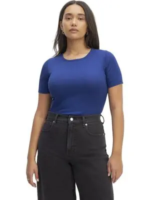 Everlane Luxe Rib Crew Neck T-Shirt Dark Blue