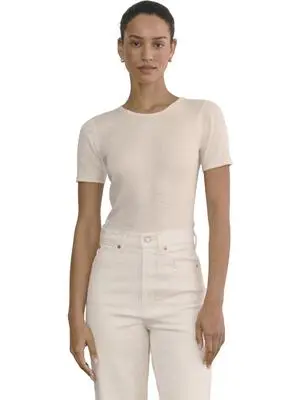 Everlane Luxe Rib Crew Neck T-Shirt Heathered Oat