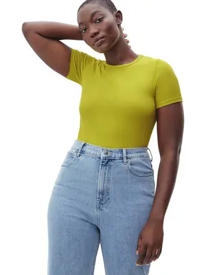 Everlane Luxe Rib Crew Neck T-Shirt Key Lime