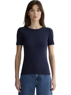 Everlane Luxe Rib Crew Neck T-shirt - Navy