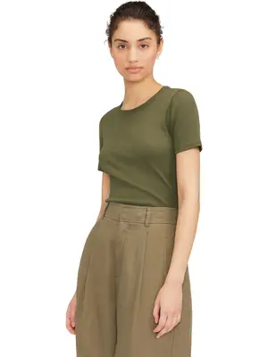 Everlane Luxe Rib Crew Neck T-Shirt Olive