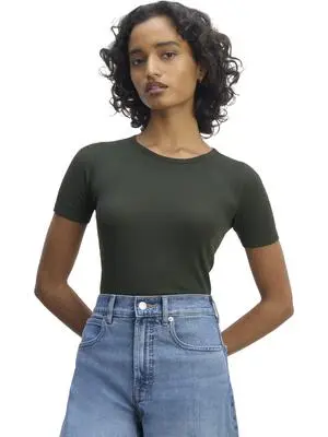 Everlane Luxe Rib Crew Neck T-Shirt Scarab