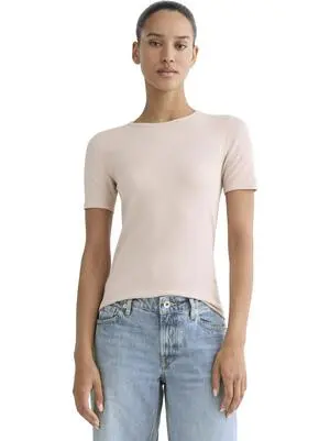 Everlane Luxe Rib Crew Neck T-shirt - Soft Rose