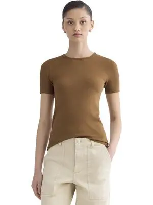 Everlane Luxe Rib Crew Neck T-shirt - Toffee