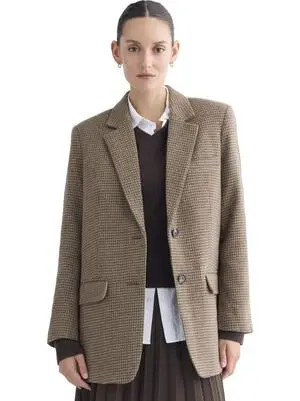 Everlane Oversized Wool Blazer Brown Houndstooth