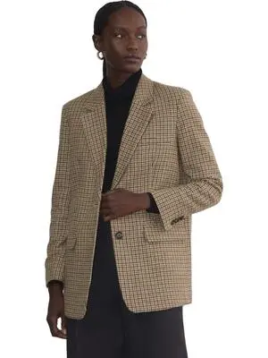 Everlane Oversized Wool Blazer Camel Houndstooth