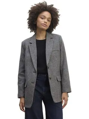 Everlane Oversized Wool Blazer Gray Houndstooth