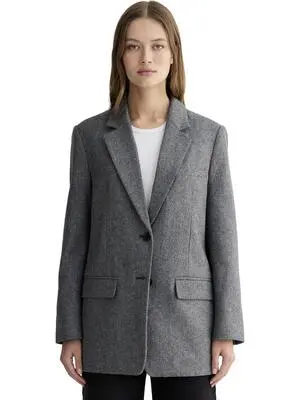Everlane Oversized Wool Blazer - Grey Herringbone