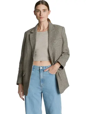 Everlane Oversized Wool Blazer Pewter Houndstooth