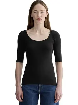 Everlane Luxe Rib Scoop-neck T-shirt - Black