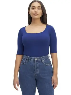 Everlane Luxe Ribbed Scoop-Neck T-Shirt Dark Blue