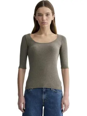 Everlane Luxe Rib Scoop-neck T-shirt - Heathered Fatigue