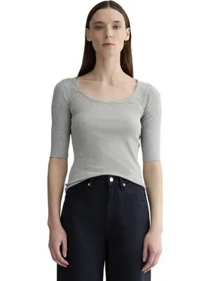 Everlane Luxe Rib Scoop-neck T-shirt - Heathered Grey