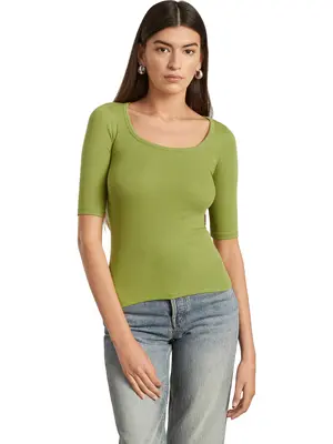 Everlane Luxe Ribbed Scoop-Neck T-Shirt Pepper
