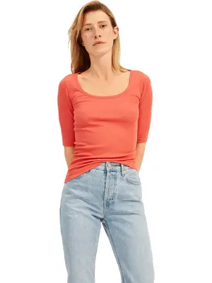 Everlane Luxe Ribbed Scoop-Neck T-Shirt Tulip