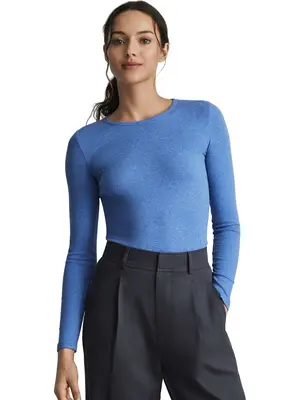 Everlane Luxe Rib Long-Sleeve Crew Neck T-Shirt Acero Blue