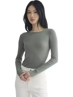 Everlane Luxe Rib Long-sleeve Crew Neck T-shirt - Agave Green