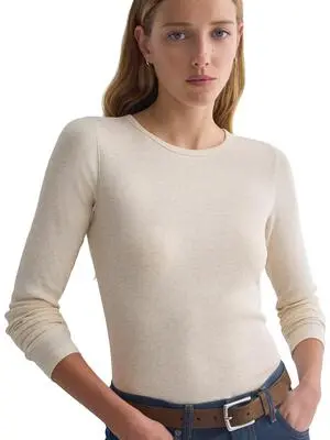 Everlane EVERLANE Luxe Rib Long-Sleeve Crew T-shirt Heathered Oat
