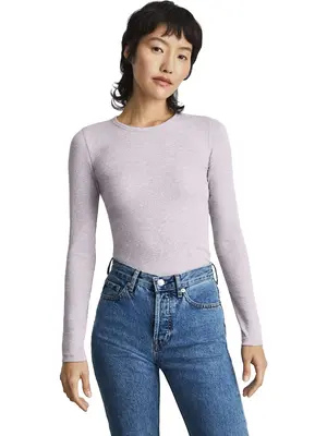 Everlane Luxe Rib Long-Sleeve Crew Neck T-Shirt Wisteria