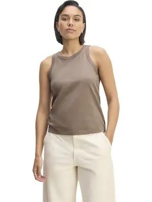 Everlane Essential Cotton High Neck Tank Top Clay