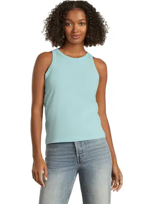 Everlane Essential Cotton High Neck Tank Top Ice Blue